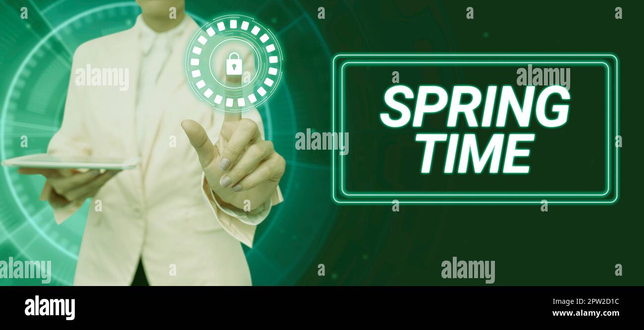 Text sign showing Spring Time, Business approach temperate season of ...
