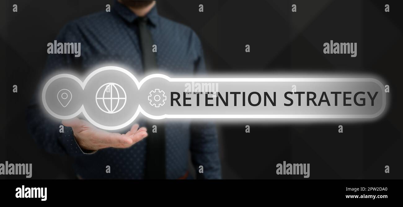 Hand writing sign Retention Strategy, Business idea activities to ...