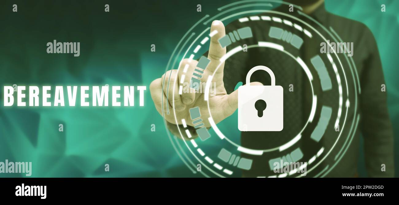 Conceptual caption Bereavement, Word for a period of mourning after a ...