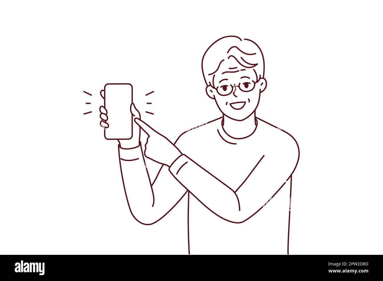 Smiling senior man mobile Stock Vector Images - Alamy