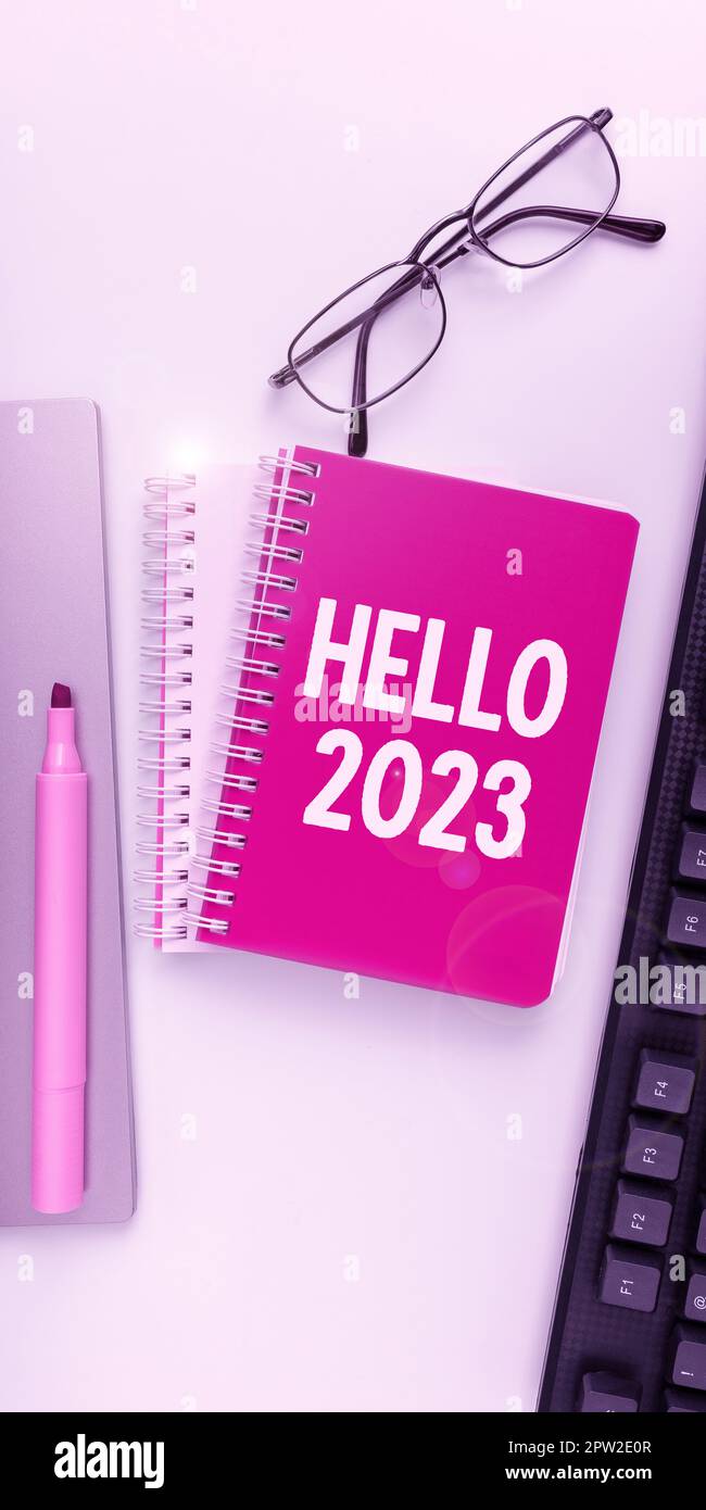 Writing displaying text Hello 2023, Concept meaning celebration of the ...