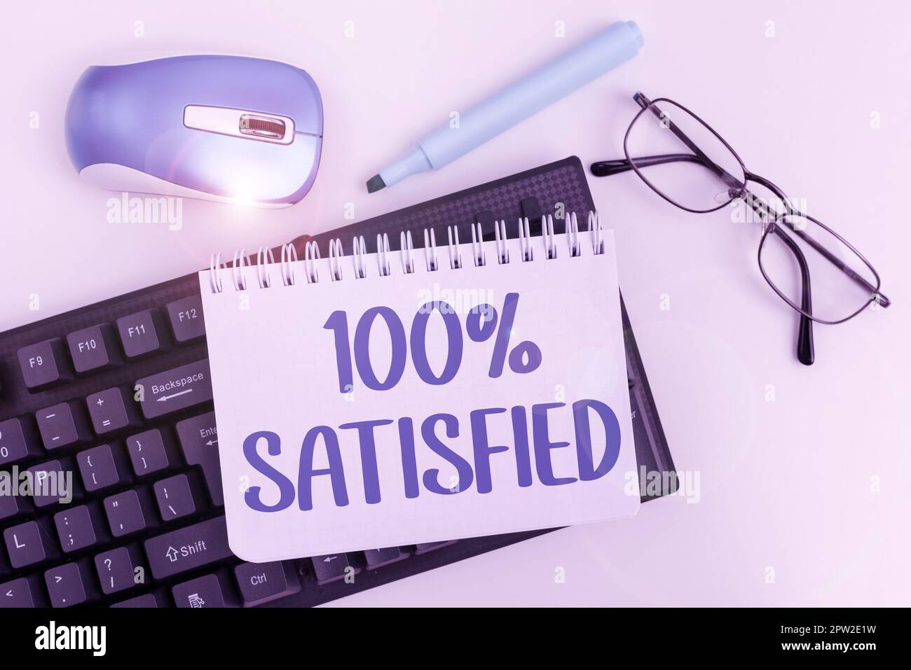 Text showing inspiration 100 Satisfied, Business approach Products and services surpass customer ...