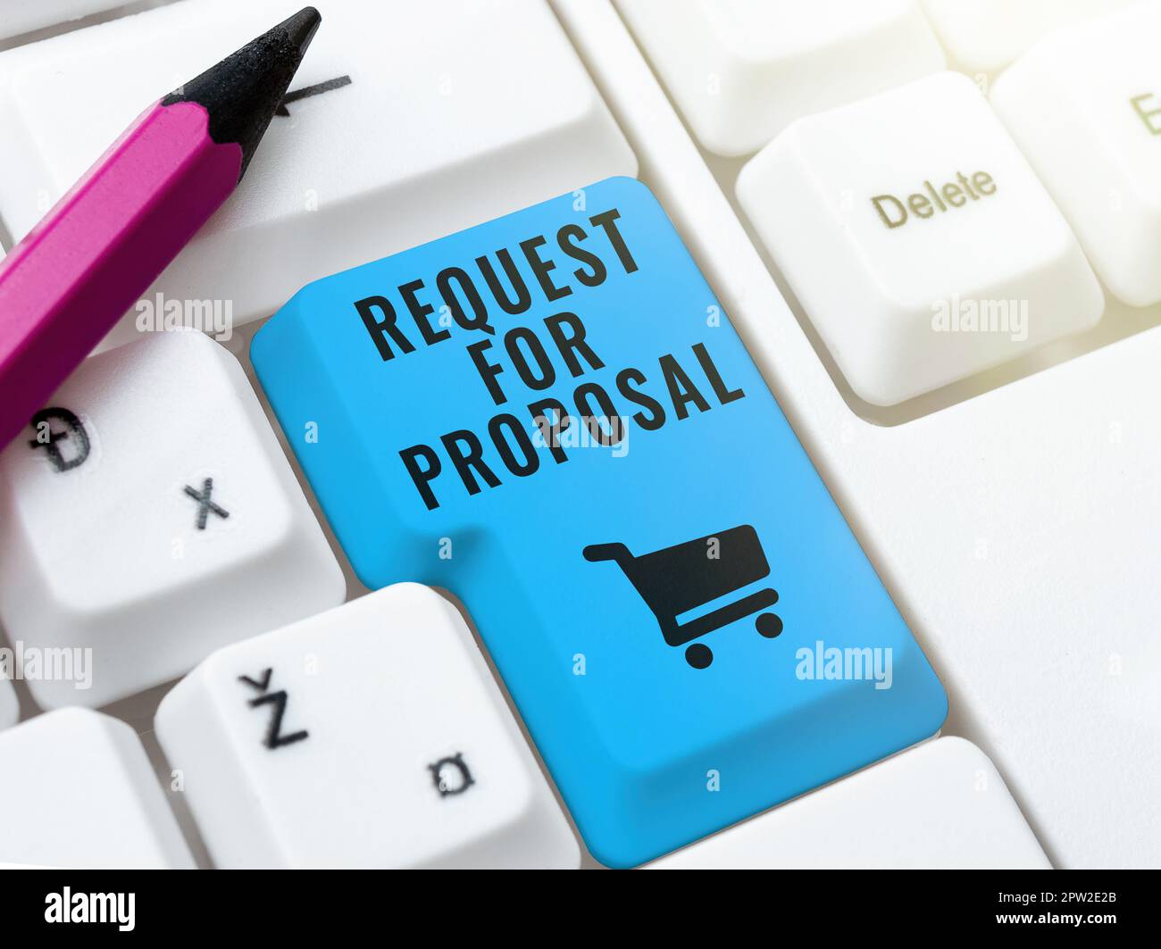 Sign displaying Request For Proposal, Concept meaning document contains ...