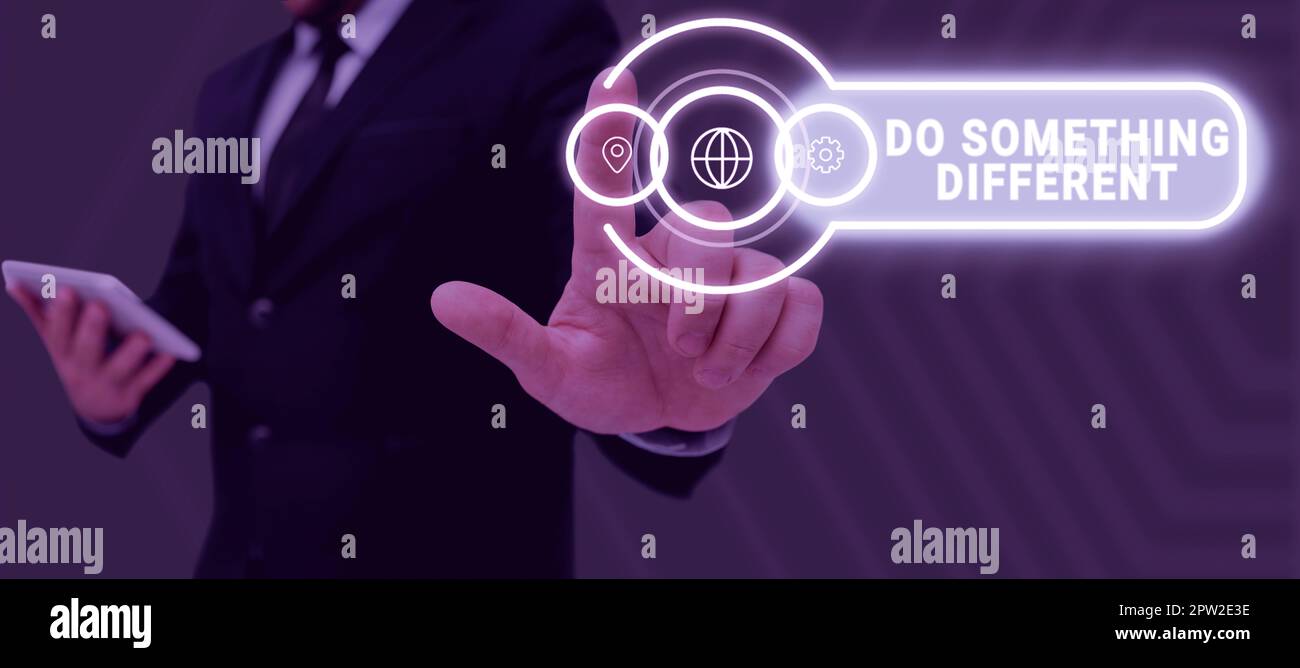 Conceptual display Do Something Different, Business overview be unique Think outside of the box ...