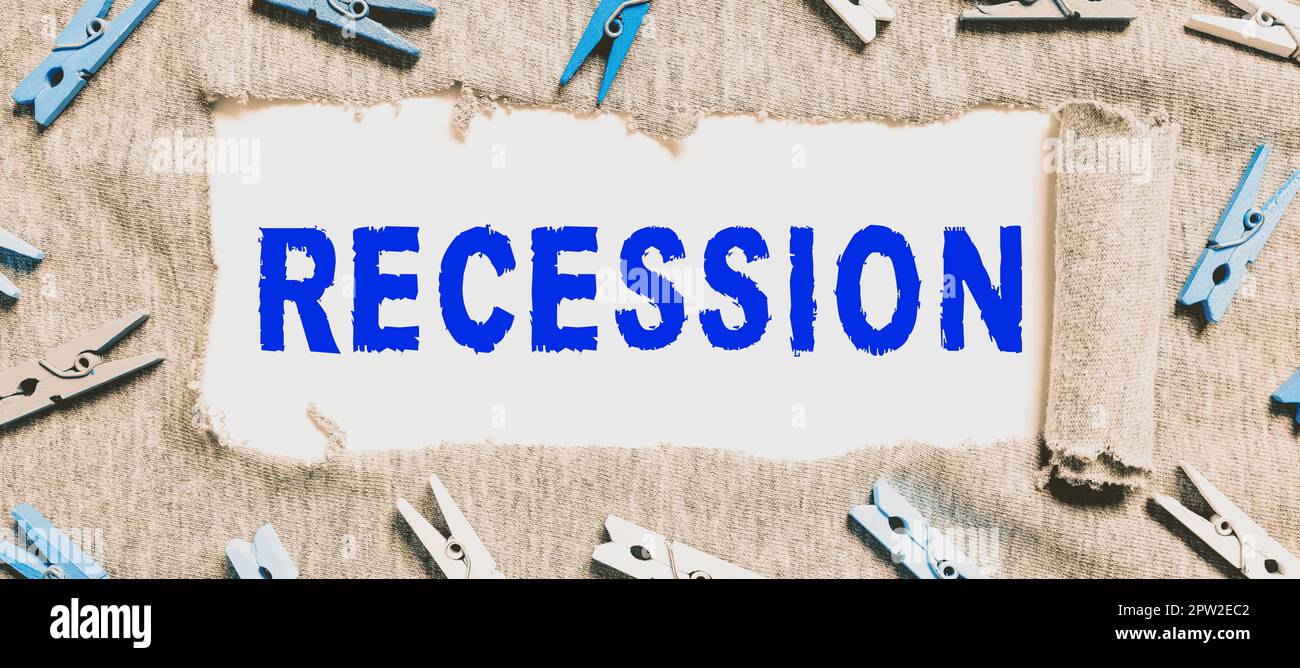 Handwriting text Recession, Business concept the process of progressive decrease in growing ...