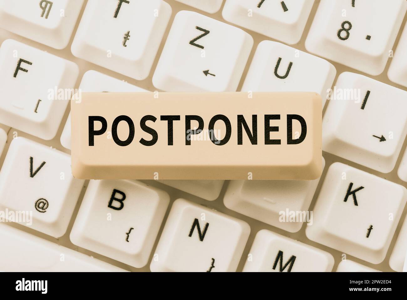 Text showing inspiration Postponed, Word Written on to place later in ...