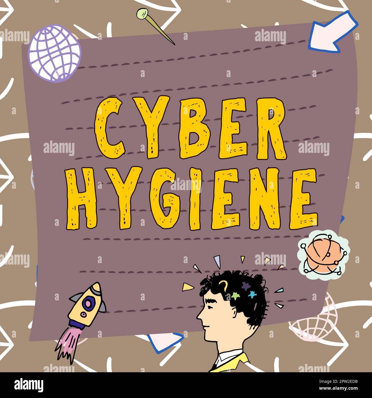 Text sign showing Cyber Hygiene, Word Written on steps that computer ...