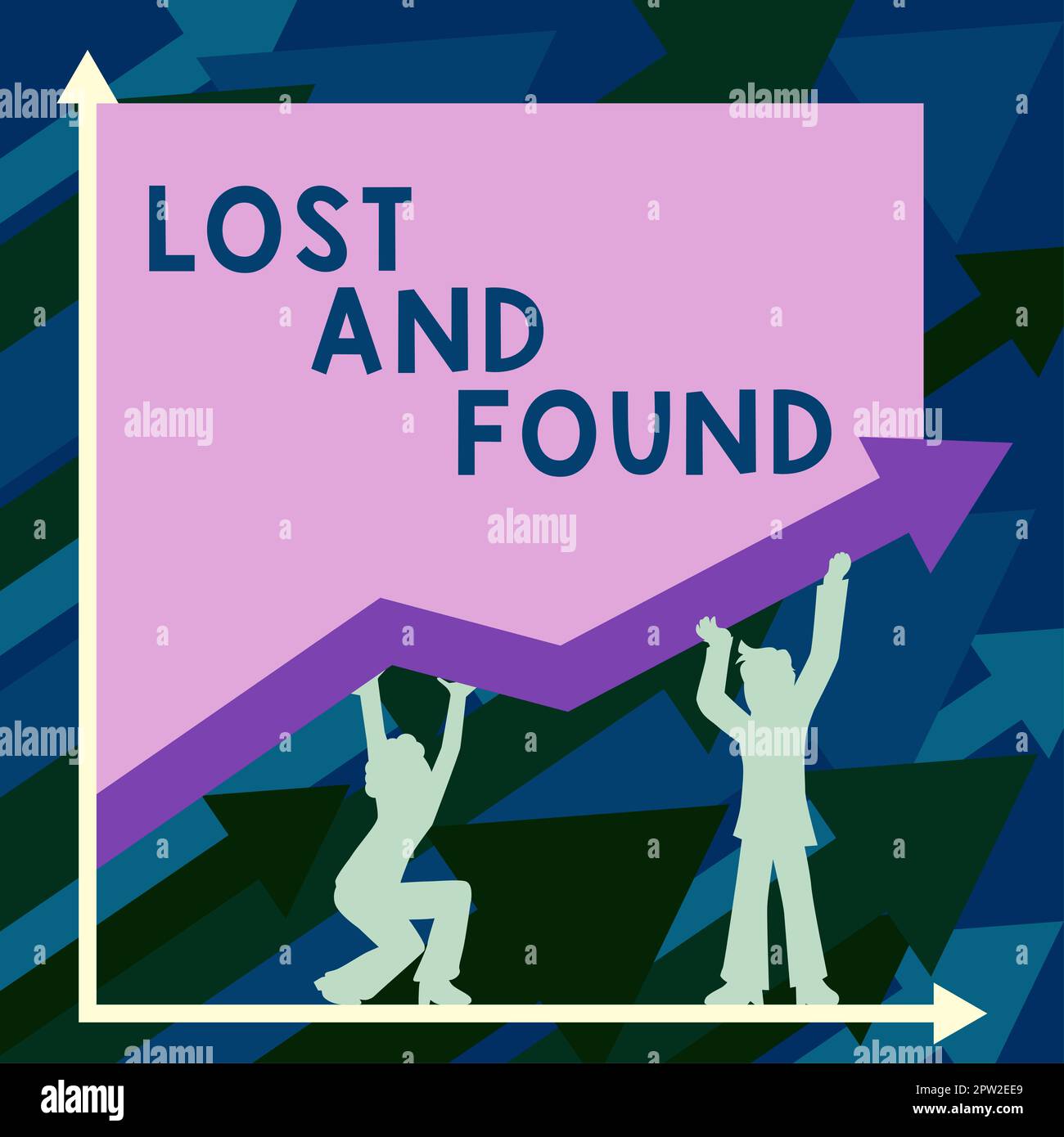 Text sign showing Lost And Found, Word Written on Place where you can ...
