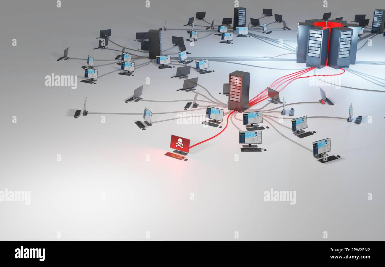 Cybercrime, infiltration and data theft. Network security breach ...