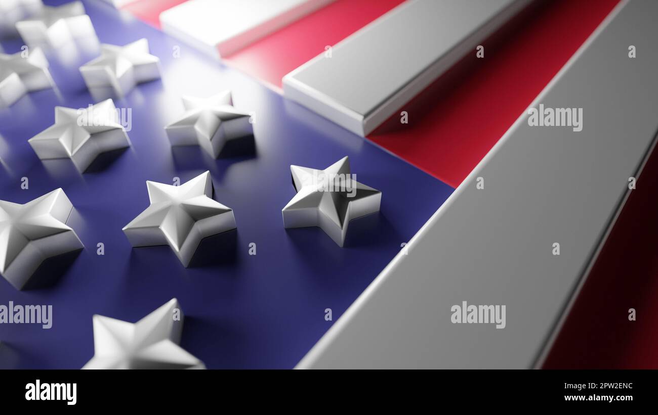 American flag, geometrical design background. Digital 3D render Stock ...