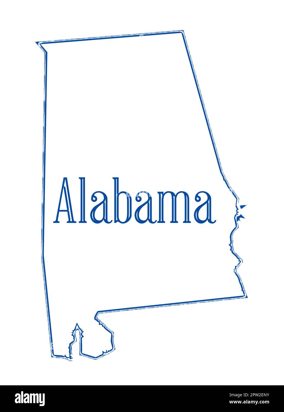 State map outline of Alabama over a white background Stock Photo - Alamy