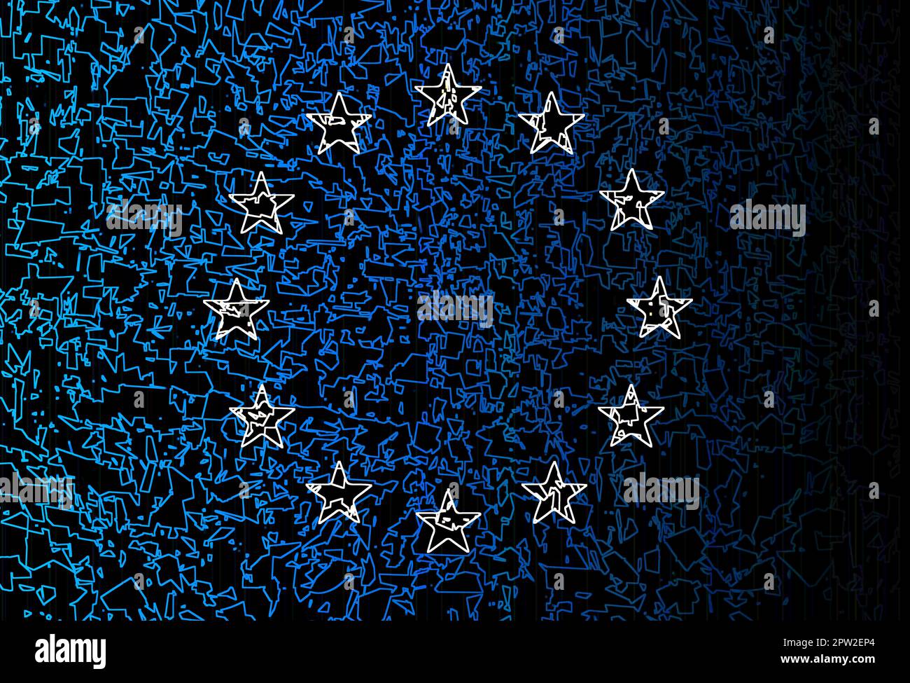 Flag of the European Union with blue background and stars with grunge ...