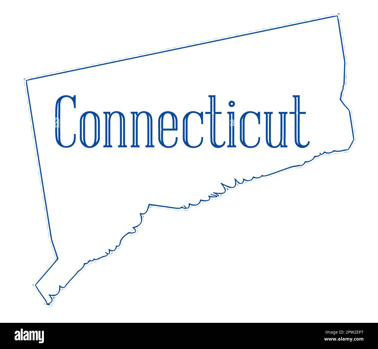State map outline of Connecticut over a white background Stock Photo ...