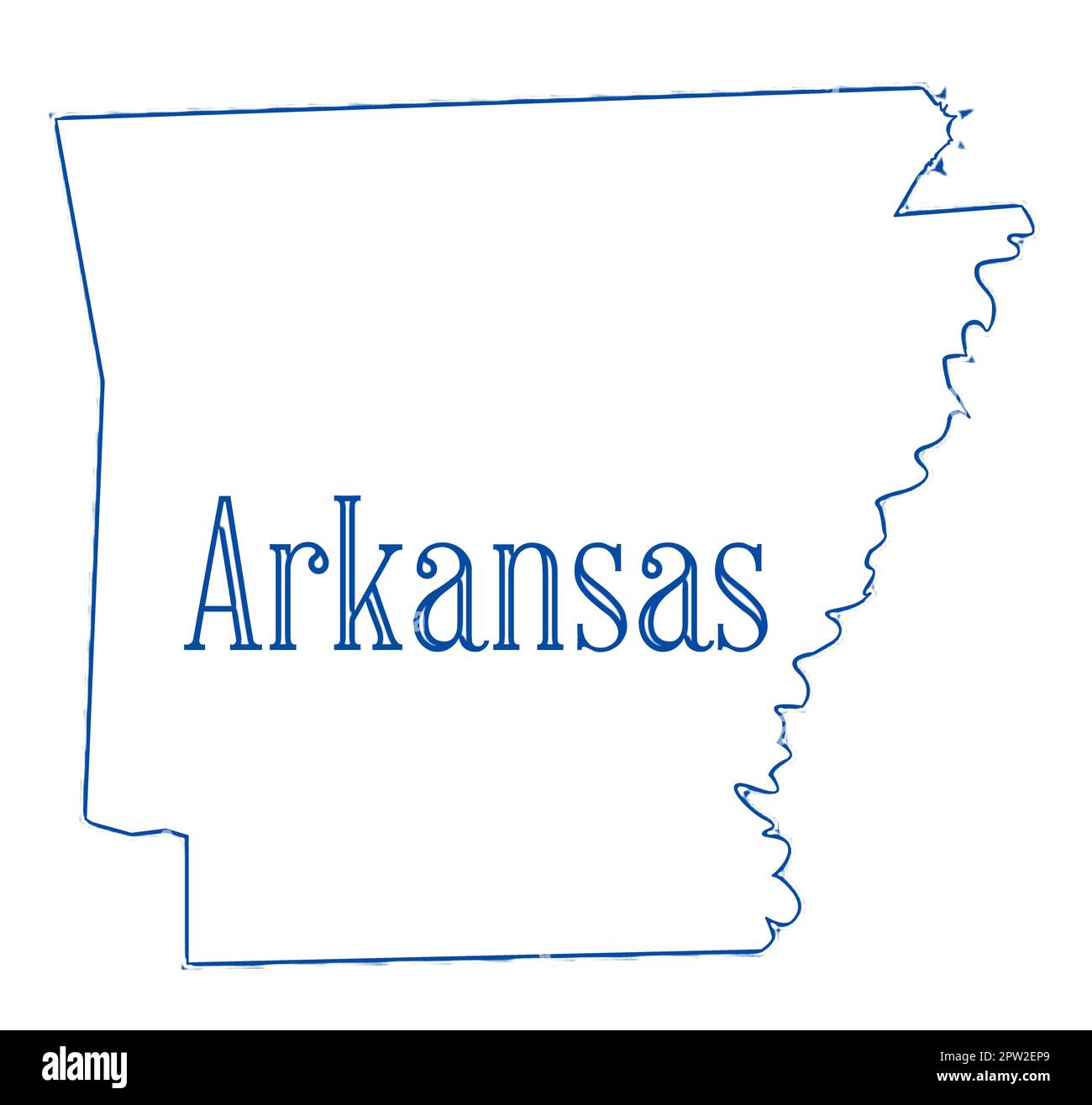 State map outline of Arkansas over a white background Stock Photo - Alamy