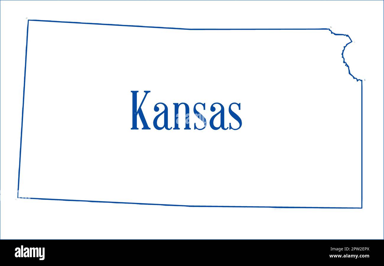 Outloine map of the state of Kansas ovr white Stock Photo - Alamy