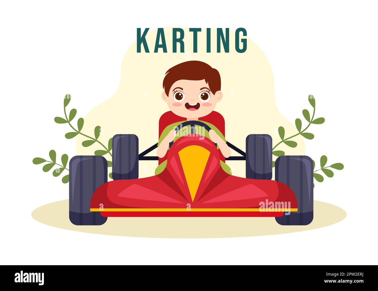 Karting Sport with little kids Racing Game Go Kart or Mini Car on Small ...