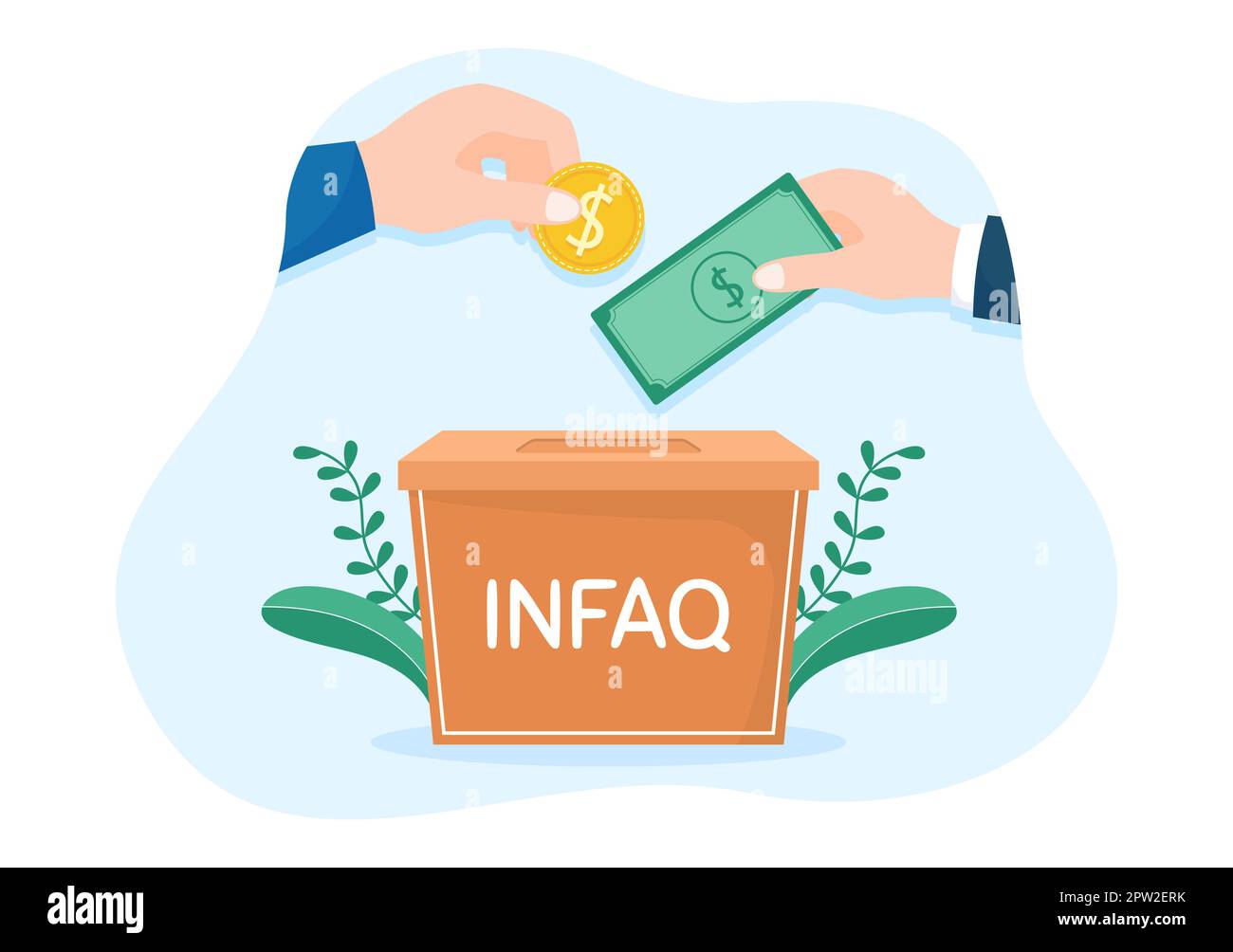 Muslim People Giving Alms, Zakat or Infaq Donation to a Person Who Need ...