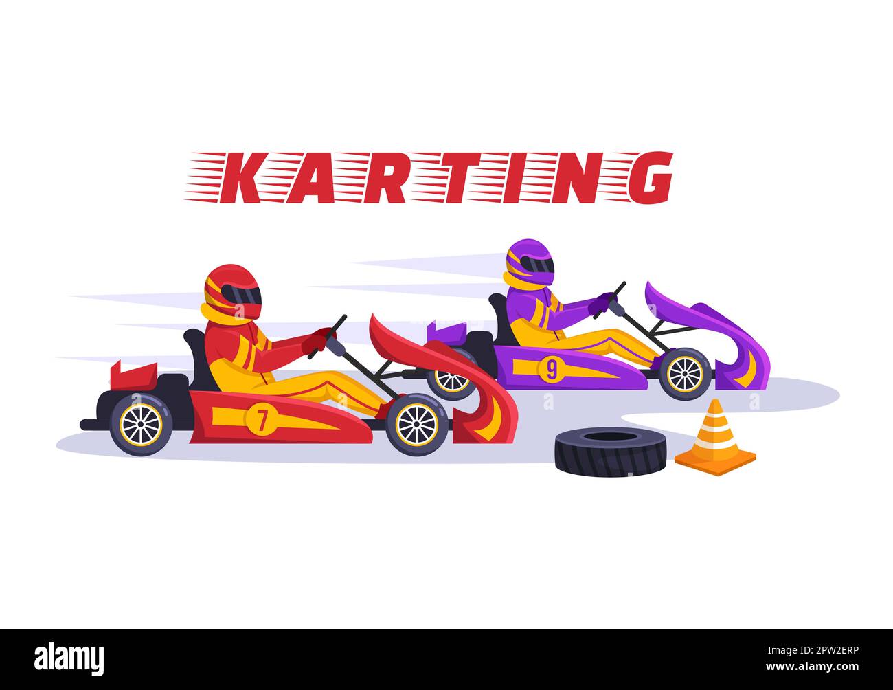 Karting Sport with Racing Game Go Kart or Mini Car on Small Circuit ...