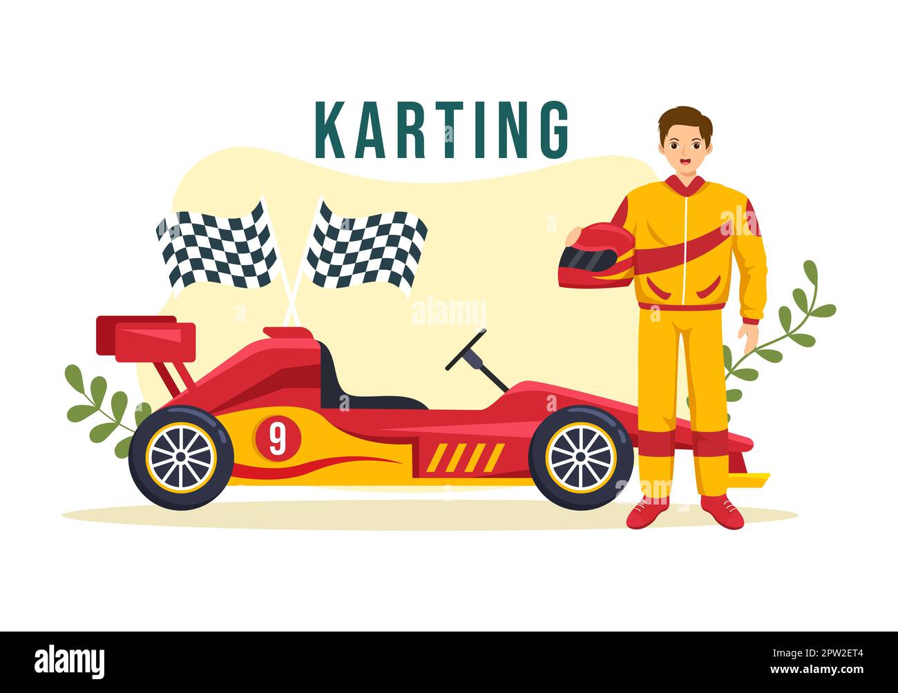 Karting Sport with Racing Game Go Kart or Mini Car on Small Circuit ...