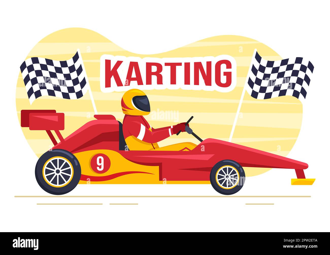 Karting Sport with Racing Game Go Kart or Mini Car on Small Circuit ...