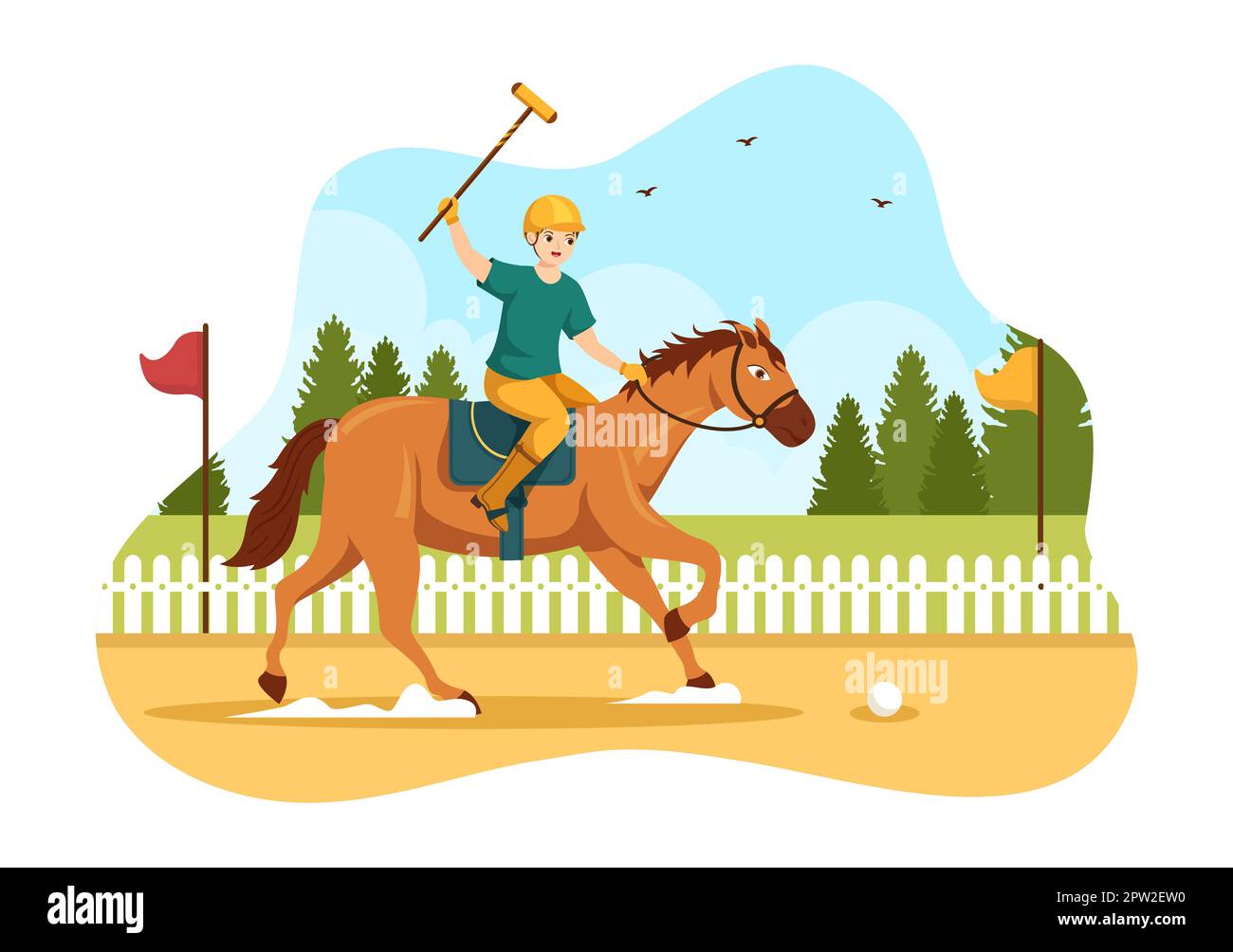 Polo Horse Sports with Player Riding Horse and Holding Stick use ...