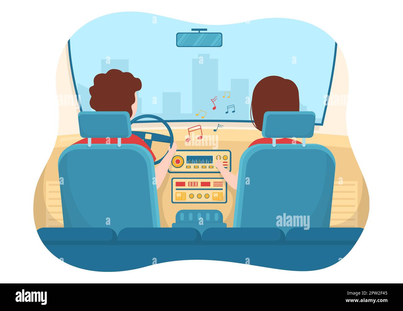 Driving a Car Listening to Music with Loud Speakers or Sound System in ...