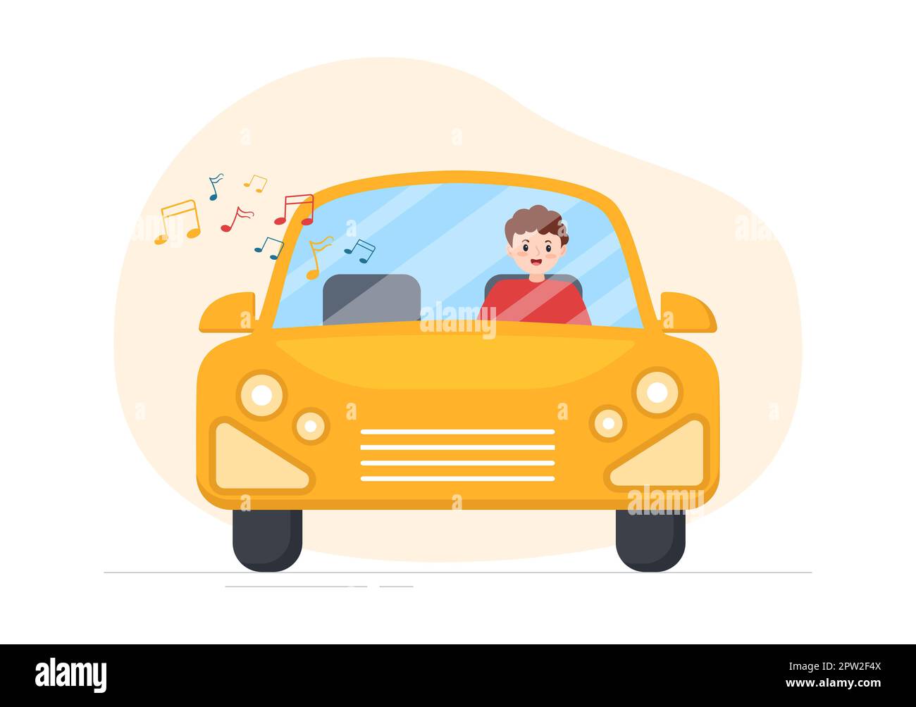 Driving a Car Listening to Music with Loud Speakers or Sound System in ...