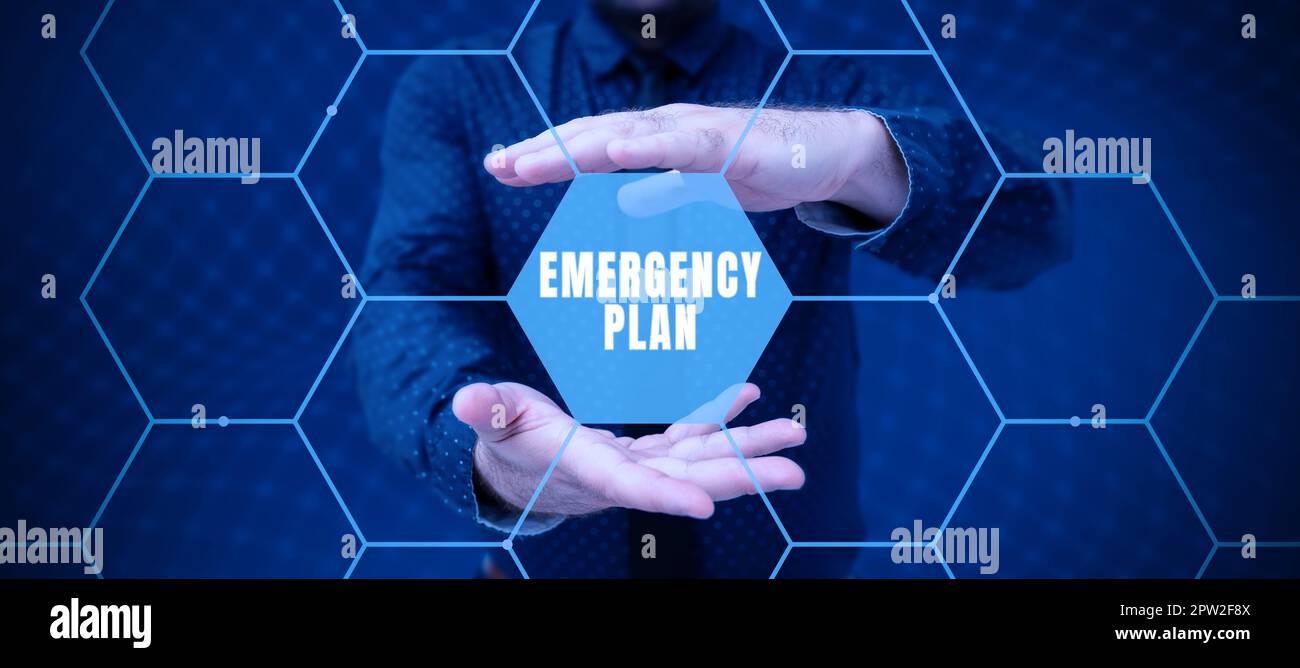 Sign displaying Emergency Plan, Internet Concept Procedures for ...