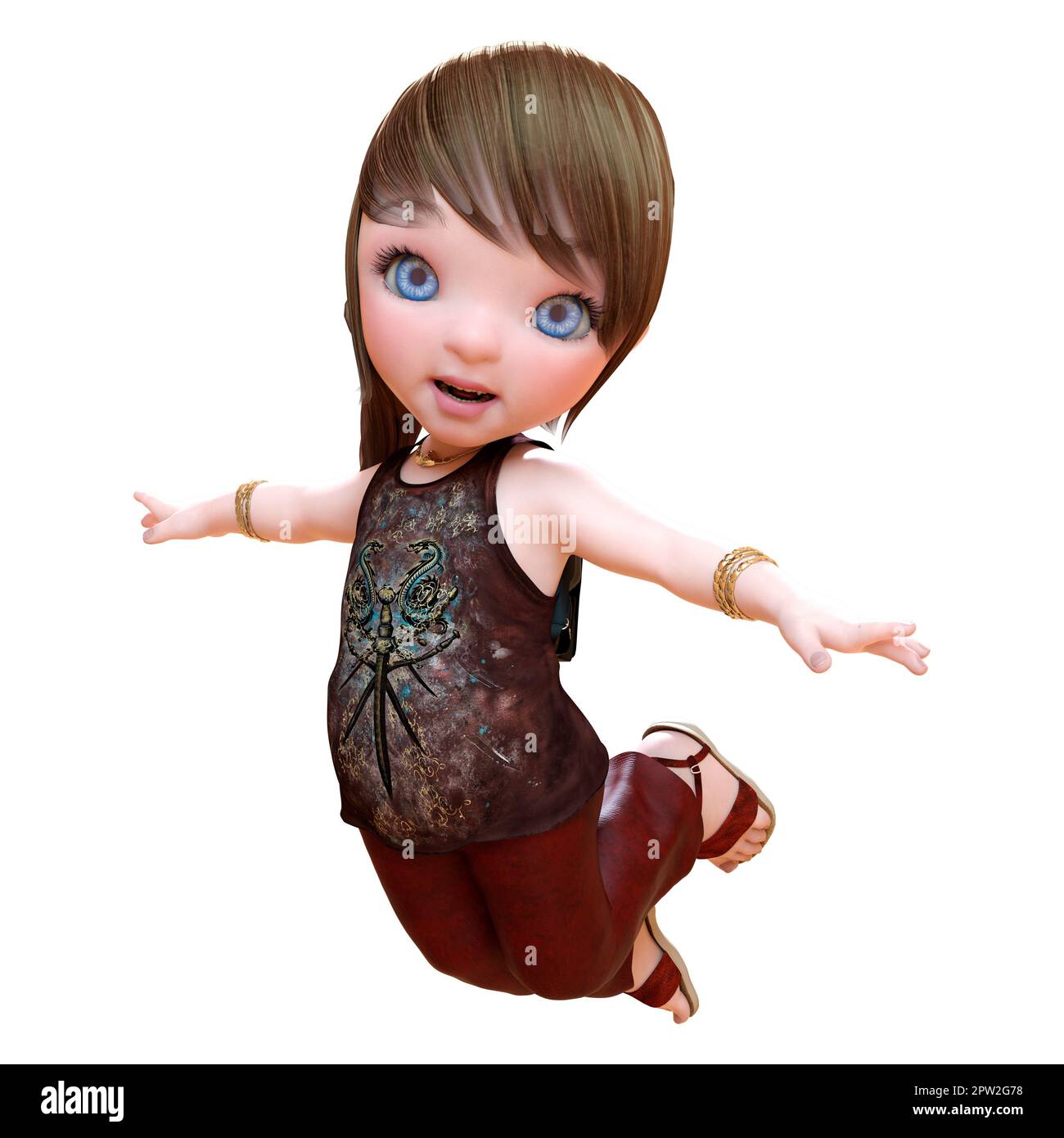 3D rendering of a toddler girl playing isolated on white background ...