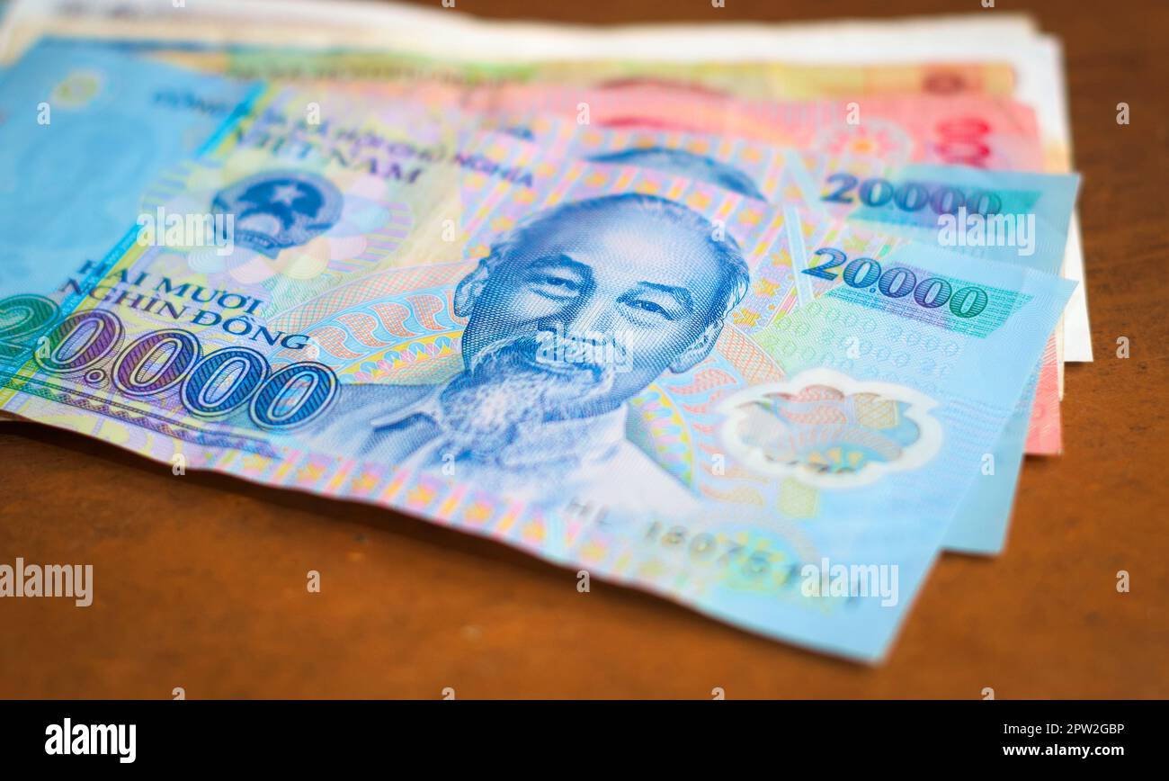 Banking, investment in Vietnam. Vietnamese currency with the image of ...