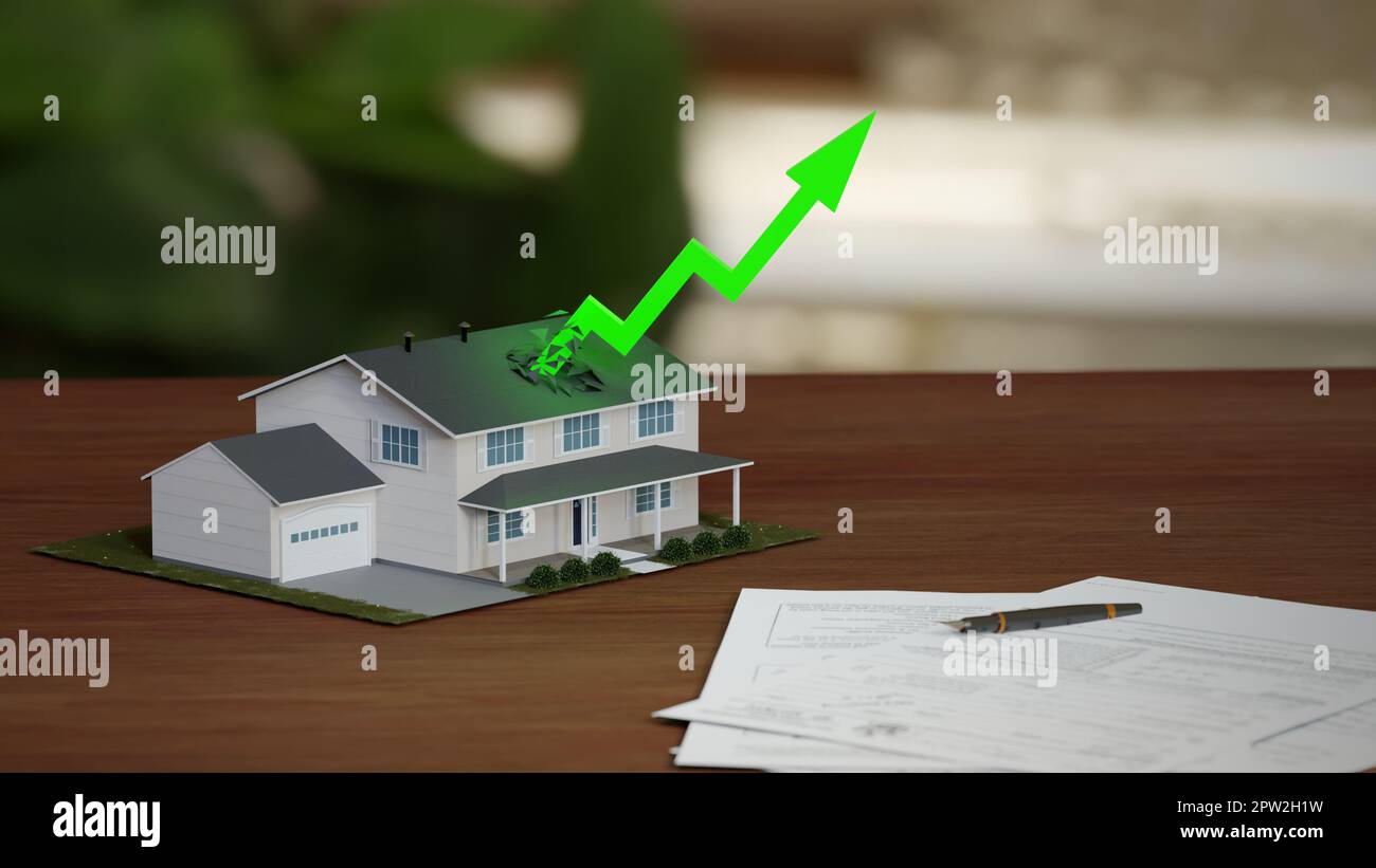 Real estate market boom, soaring prices. Fancy suburban house with ...