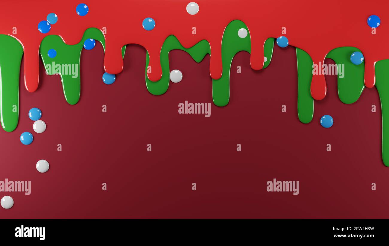 Dripping layers in red and green. Christmas concept background. Digital ...