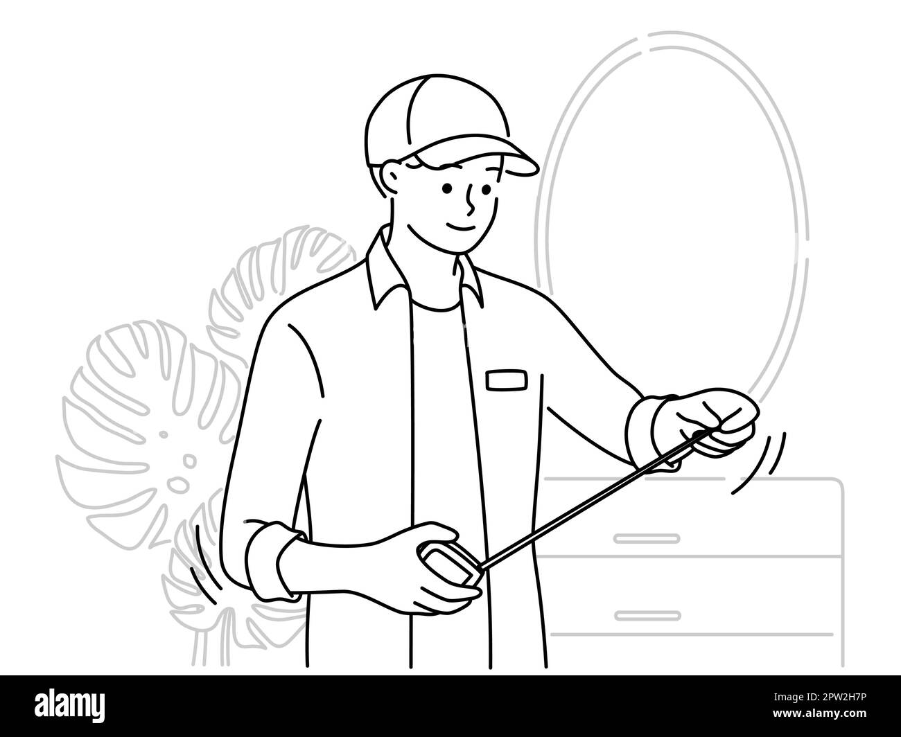 Man hand tape measure Stock Vector Images - Alamy