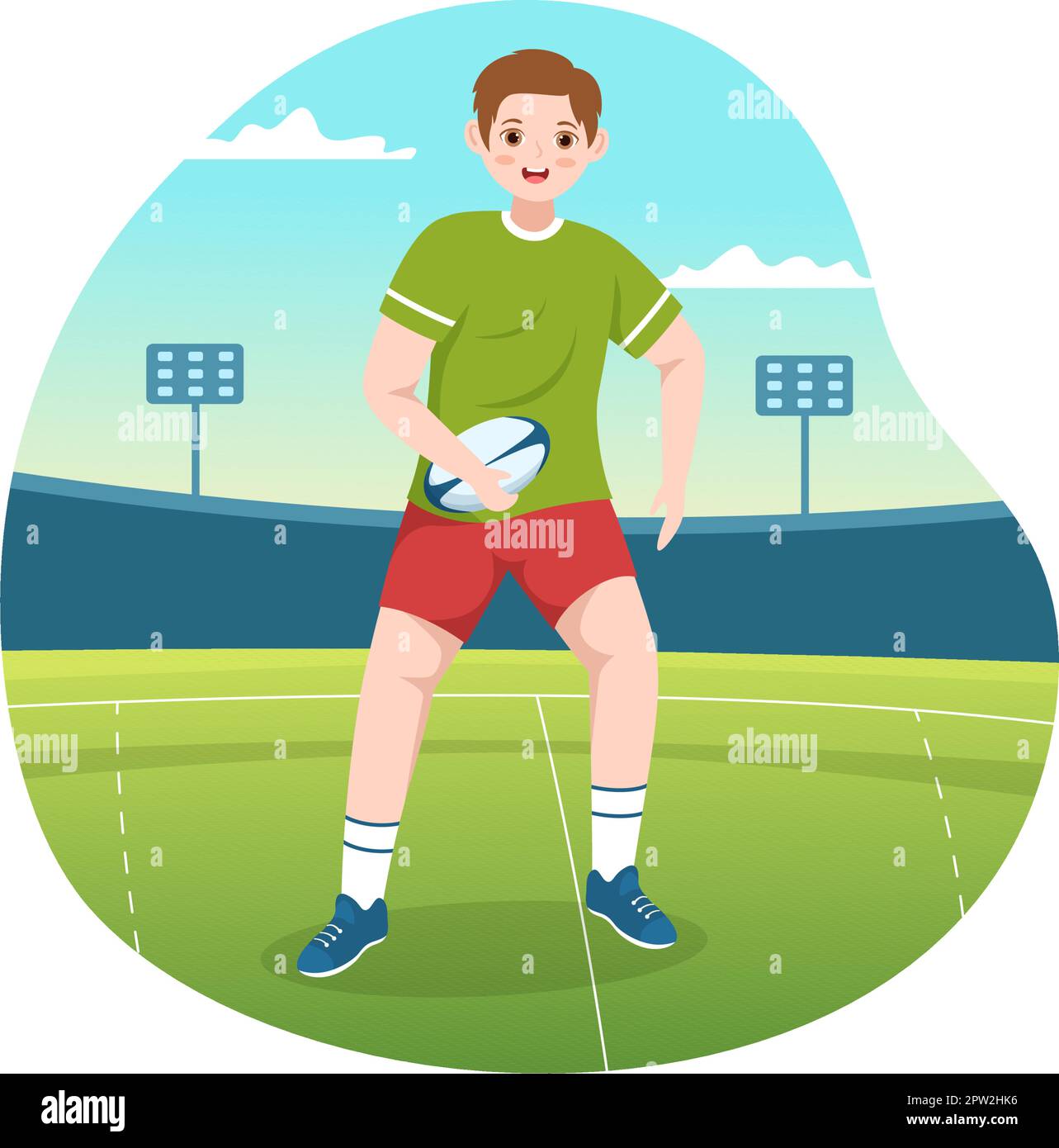 Rugby Player Running Illustration with a Ball in Championship Sport for ...