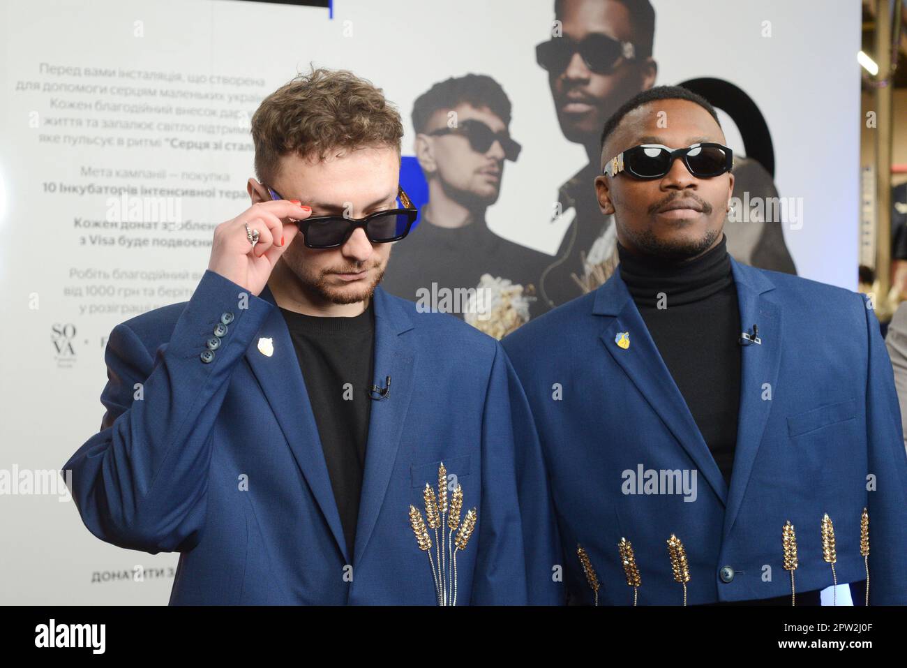 Ukrainian Eurovision contestant TVORCHI band members pose for a picture ...