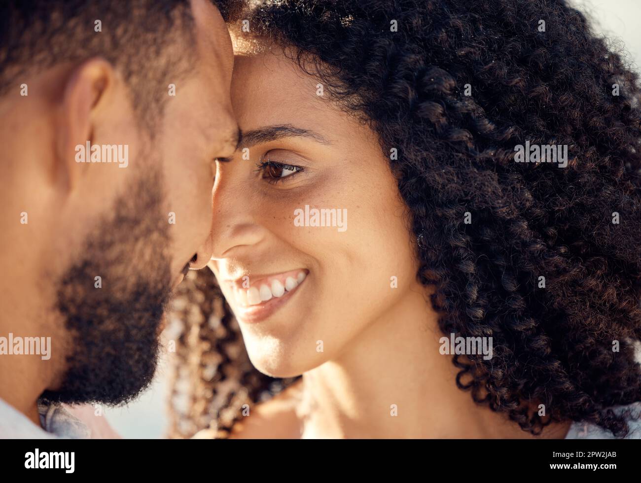 Closeup Of An Young Affectionate Mixed Race Couple Standing On The