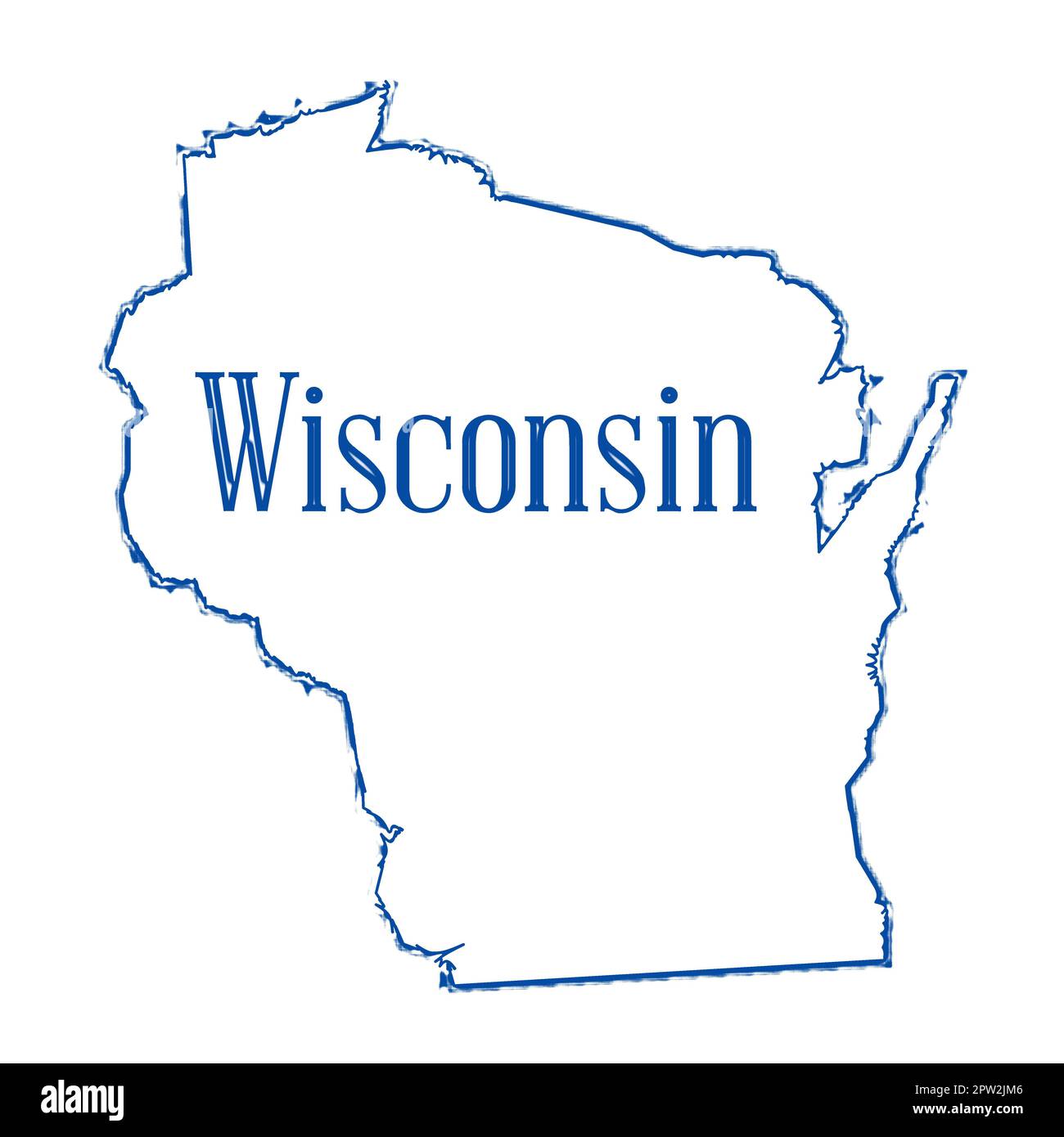 Outline map of the American state of Wisconsin Stock Photo - Alamy