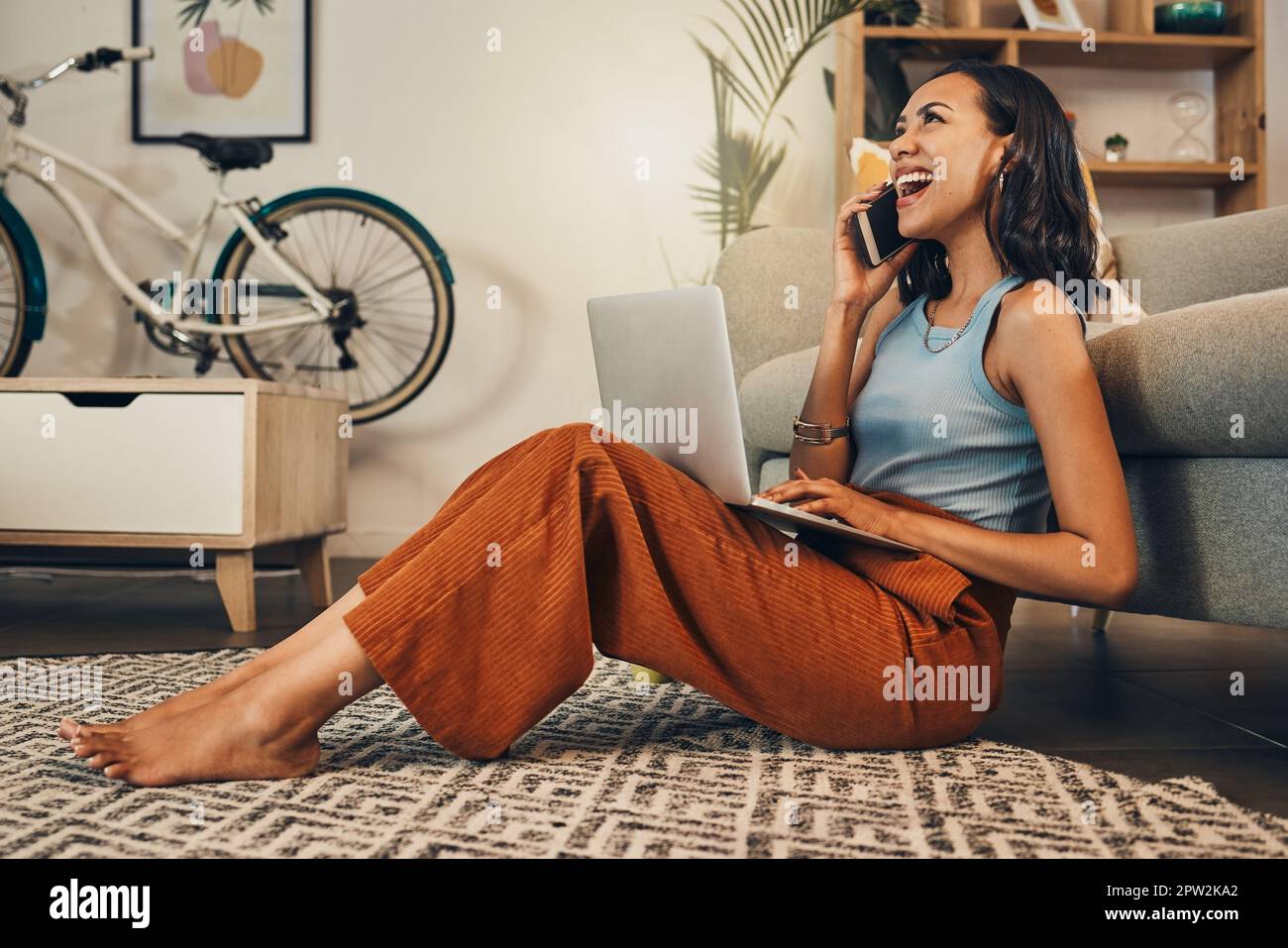 Barefoot mixed race woman relaxing hi-res stock photography and images - Alamy
