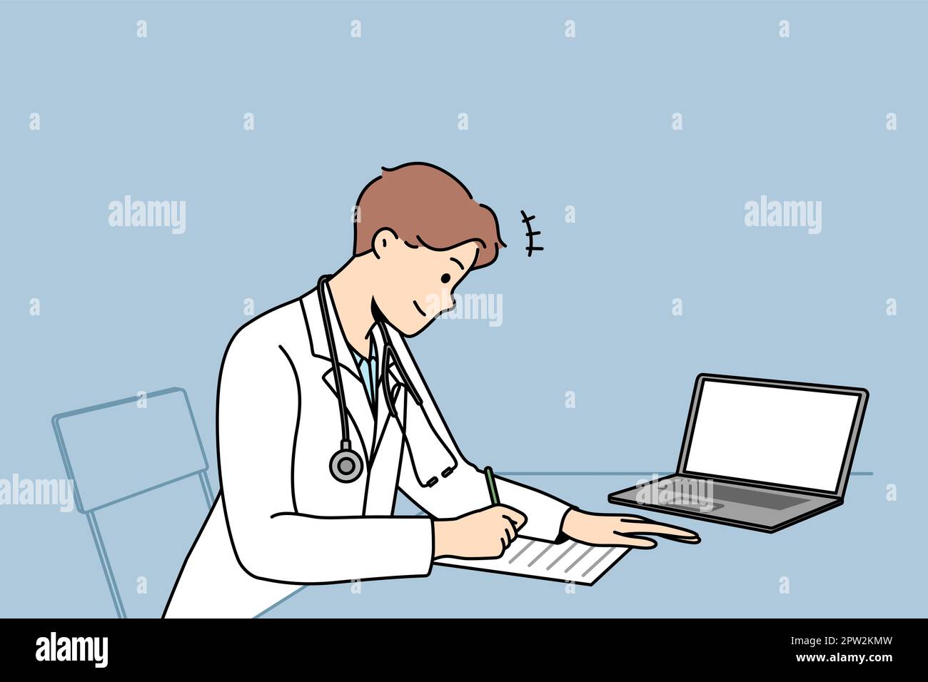 Doctor laptop male patient Stock Vector Images - Alamy