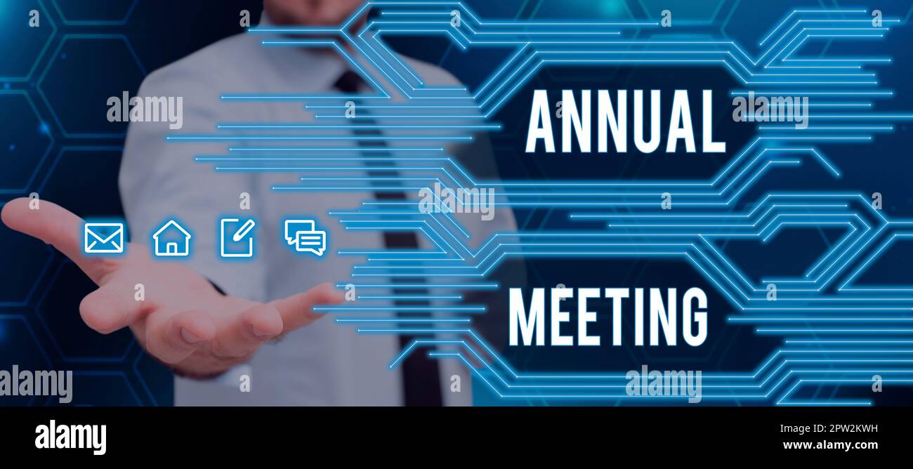 Conceptual display Annual Meeting, Business concept Yearly gathering of ...