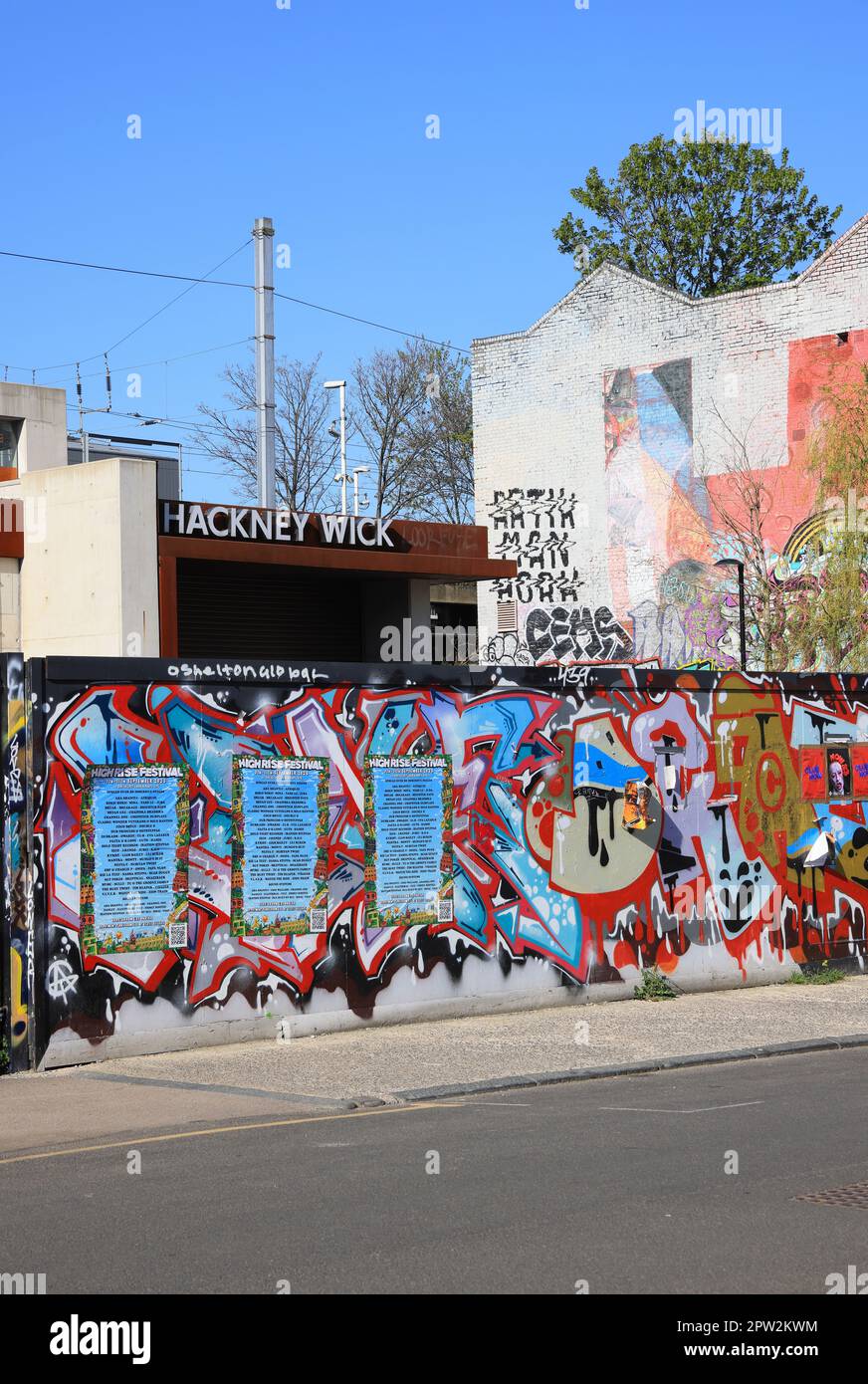 Trendy Hackney Wick with it's street art, in spring sunshine, east ...