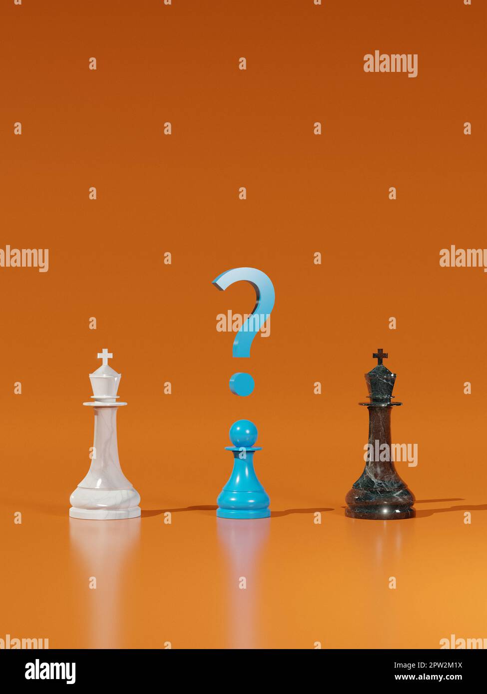 Blue chess pawn deciding which king to follow. Decision, loyalty ...