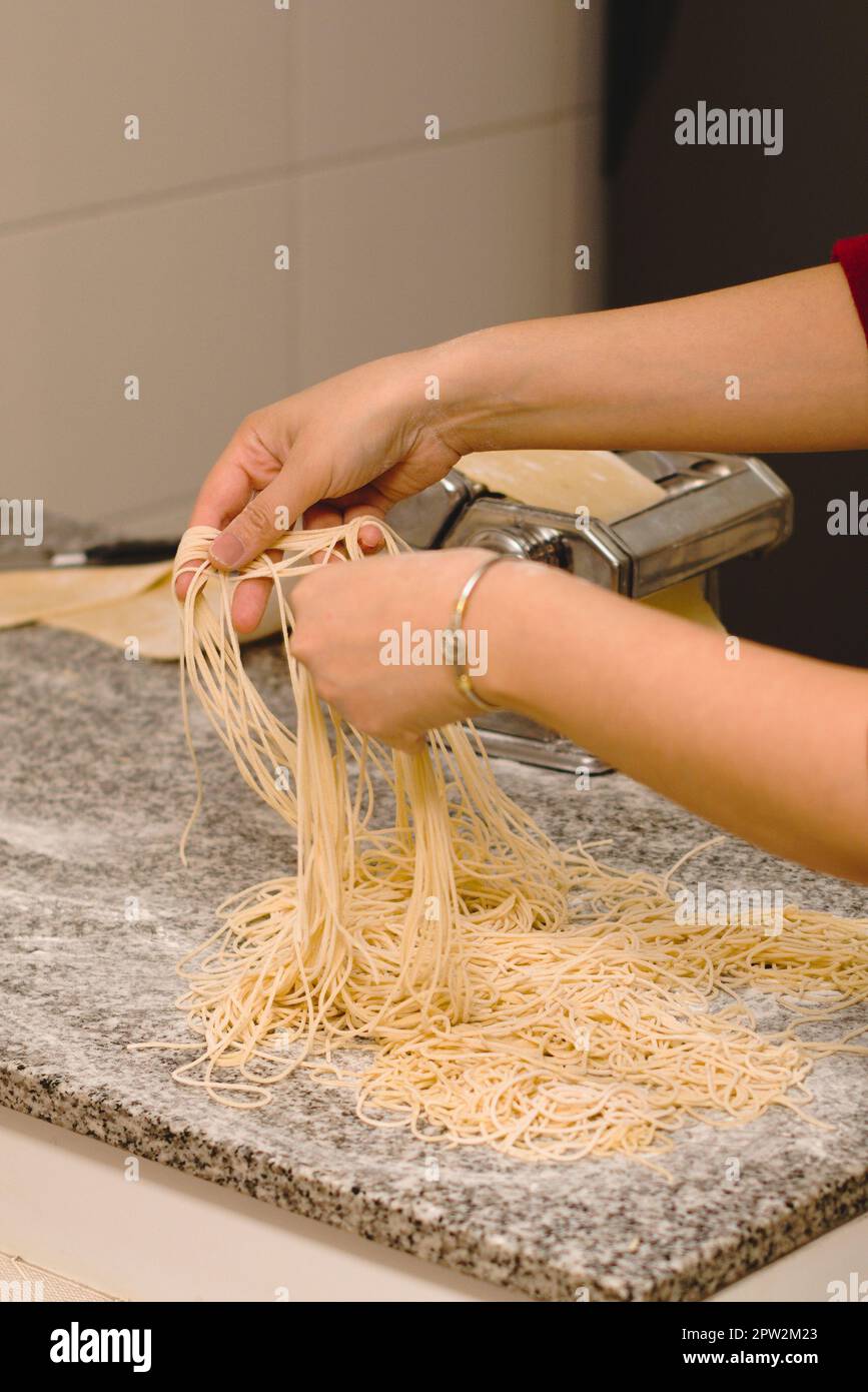 Homemade fresh pasta, traditional italian cuisine. Close up Stock Photo ...
