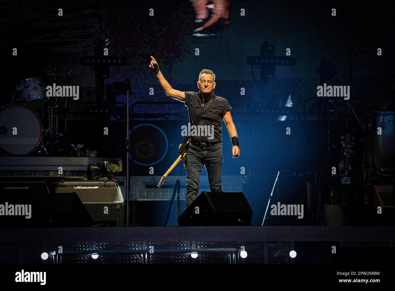Singer Bruce Springsteen performs at Barcelona's Estadi Olímpic Lluís ...