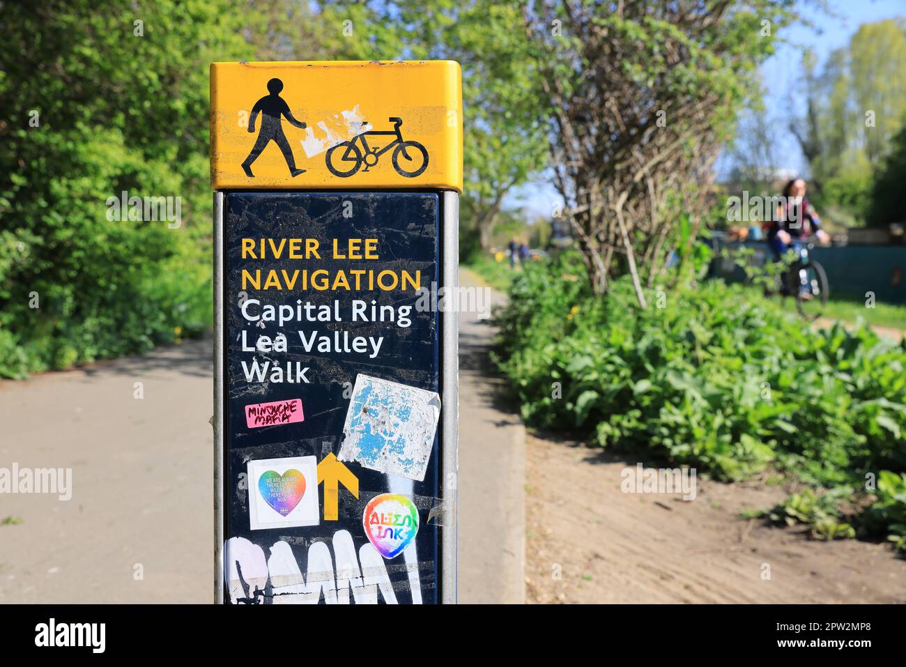 The towpath along the River Lea Navigation in Hackney, in spring ...