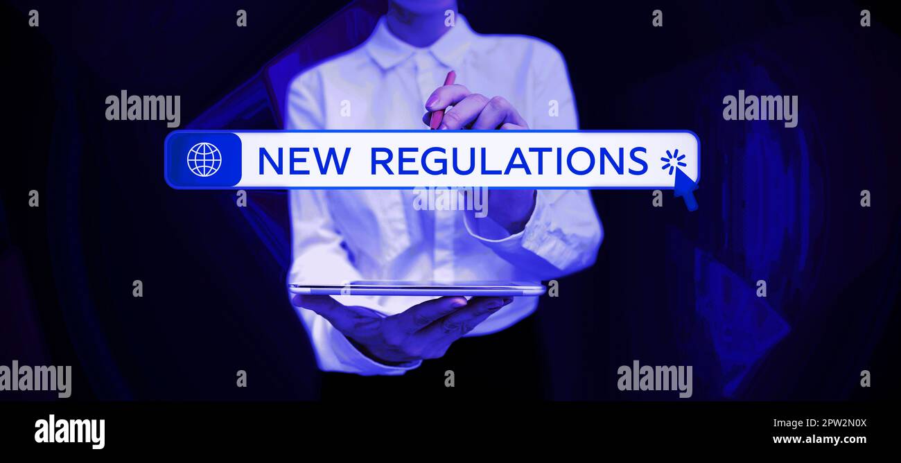 Text showing inspiration New Regulations, Business approach Regulation ...
