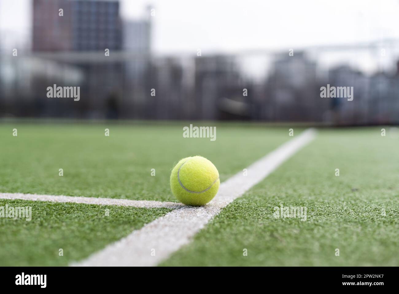 tennis ball on tennis grass court Stock Photo - Alamy