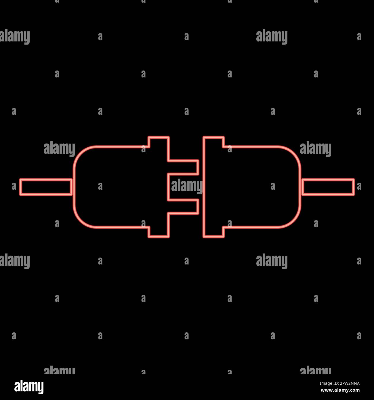 Neon socket and plug red color vector illustration image flat style ...