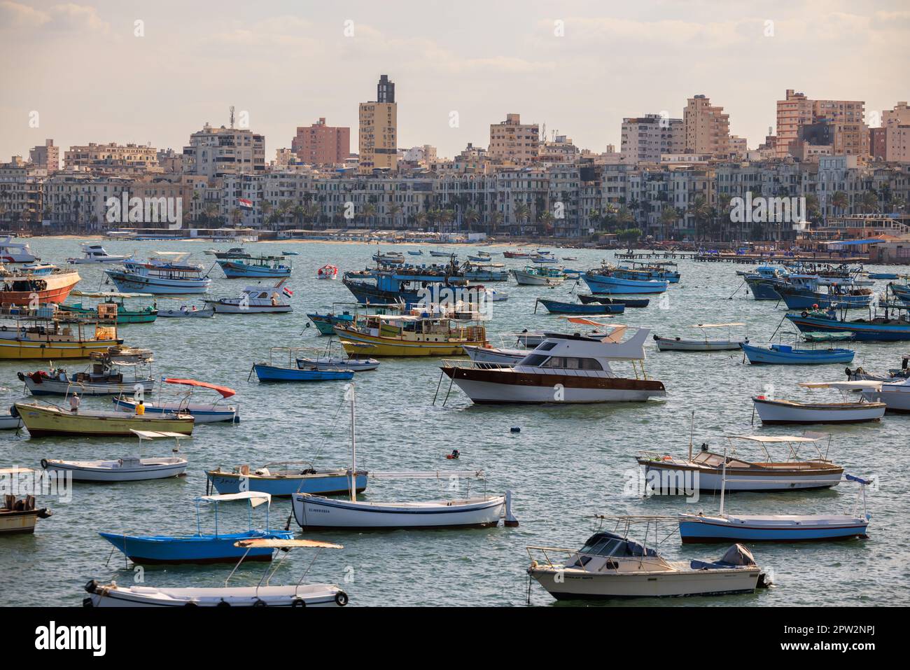 Alexandria harbour on a sunny day - Egypt Stock Photo - Alamy