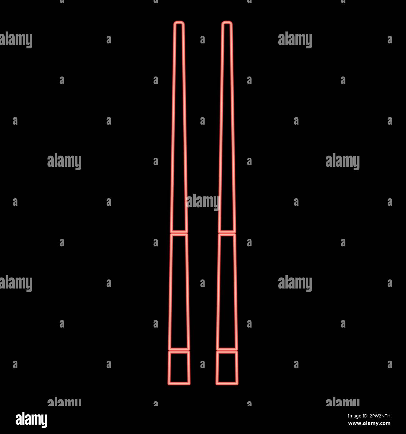 Neon chinese chopsticks red color vector illustration image flat style ...
